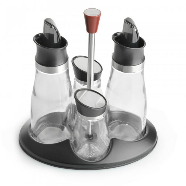 Set Alcuza Glass Aceitero Vinagrero Sal Pimienta | Burani Casa